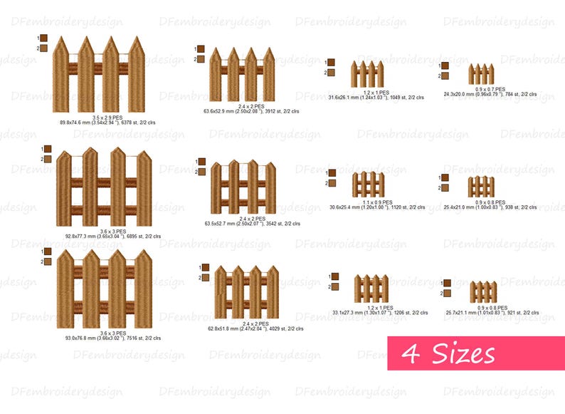 Mini Wooden Fence Embroidery Design: Rustic Garden Pattern (digital ...