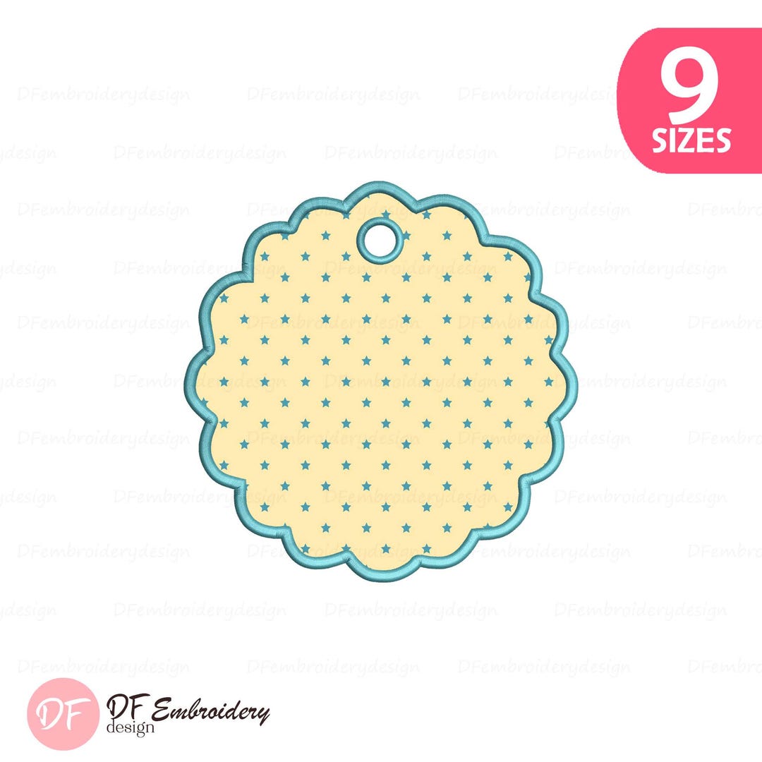 Scallop Tag Applique Embroidery Design, in the Hoop, 9 Sizes - Etsy