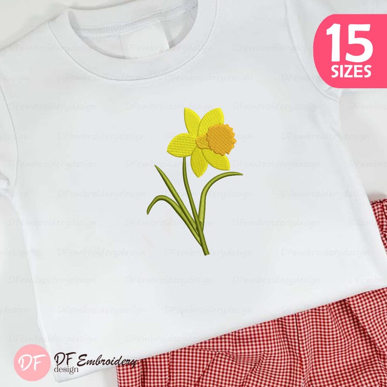 Daffodil Embroidery Design, Spring Flower Machine Embroidery File ...