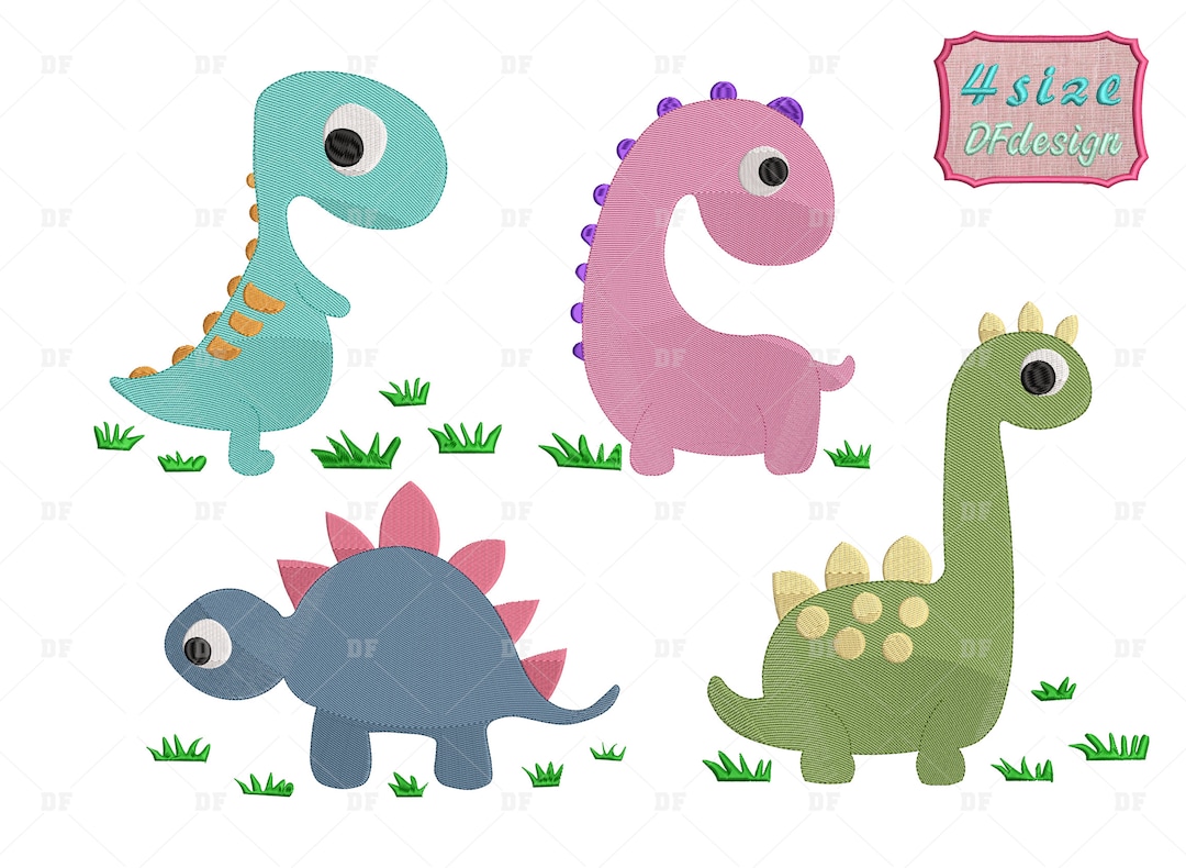 Cute Dinosaur Embroidery Design, Dinosaur Embroidery Bundle, 4 Size - Etsy