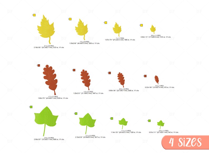 Mini Fall Leaves Embroidery Designs Maple Leaves Machine - Etsy
