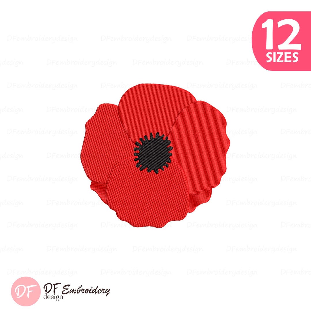 Poppy Embroidery Design, Floral Flower Botanical Machine Embroidery ...