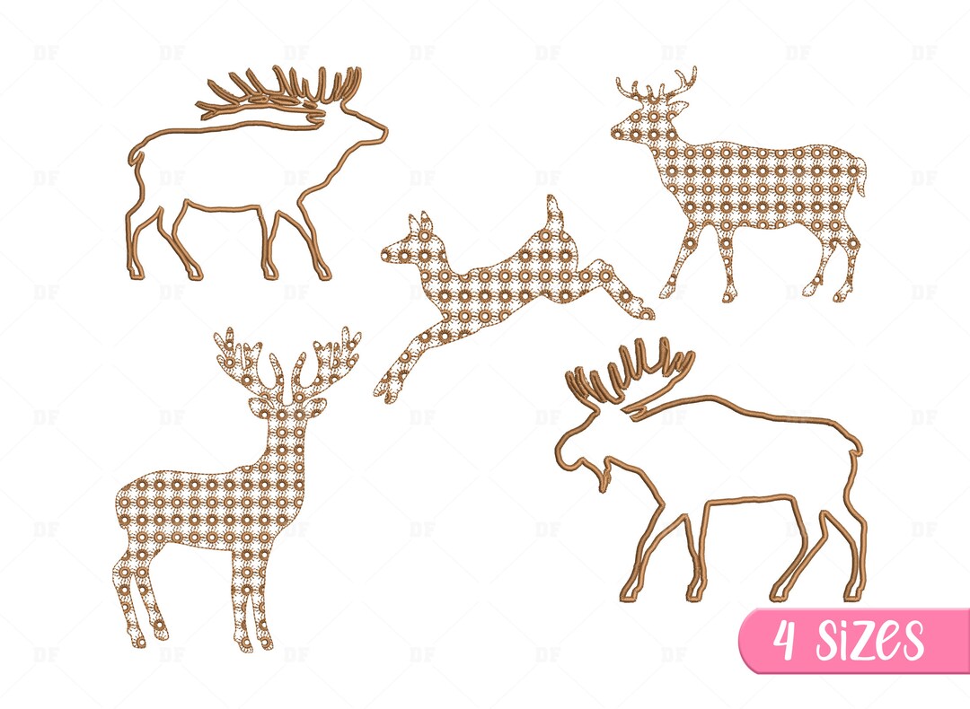 Deer Embossed Machine Embroidery, Deer Applique Machine Embroidery ...