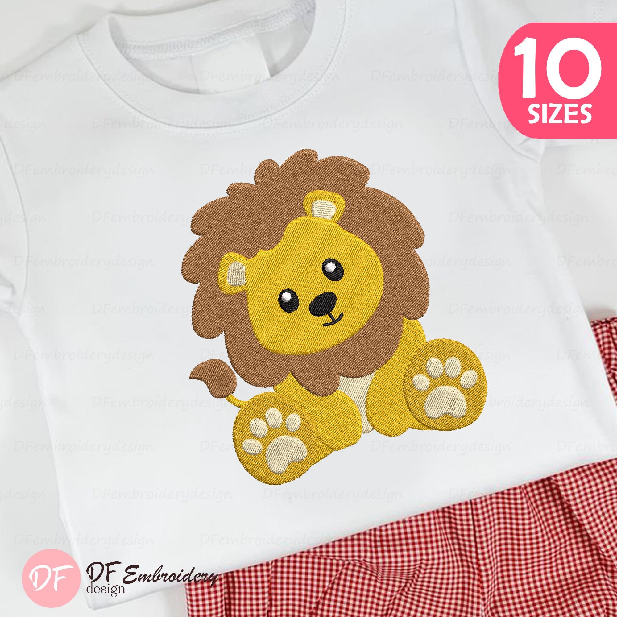 Baby Lion Embroidery Design: Jungle Safari Animal (instant Download, 10 ...