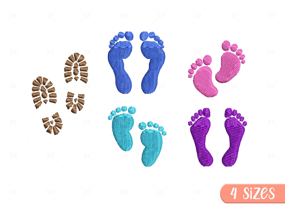 Mini Feet Embroidery Designs, Family Feet Embroidery Design, Baby Feet ...