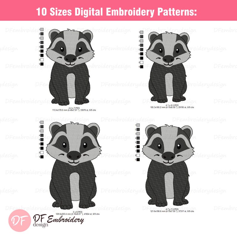 Badger Embroidery Design, Wildlife Animal Machine Embroidery File ...