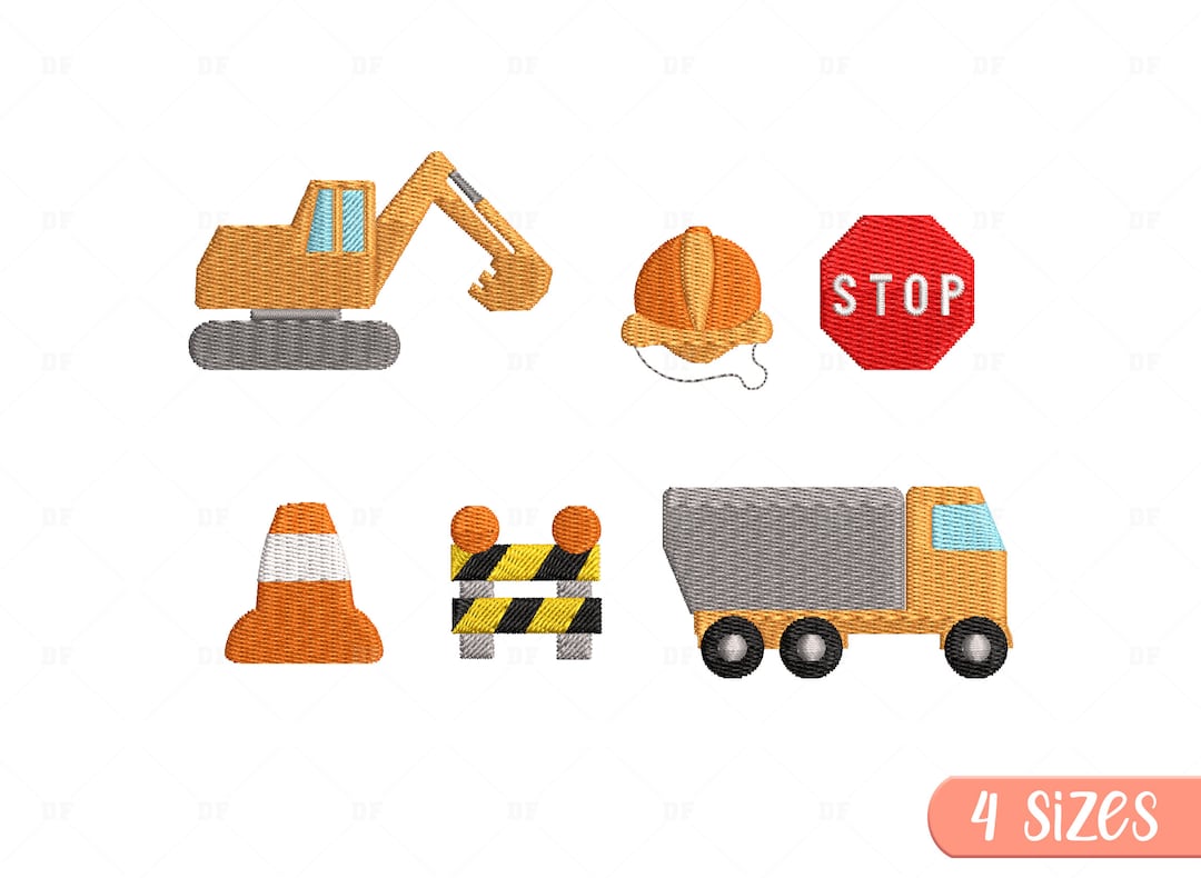 Mini Construction Embroidery Design, Construction Vehicles Machine ...