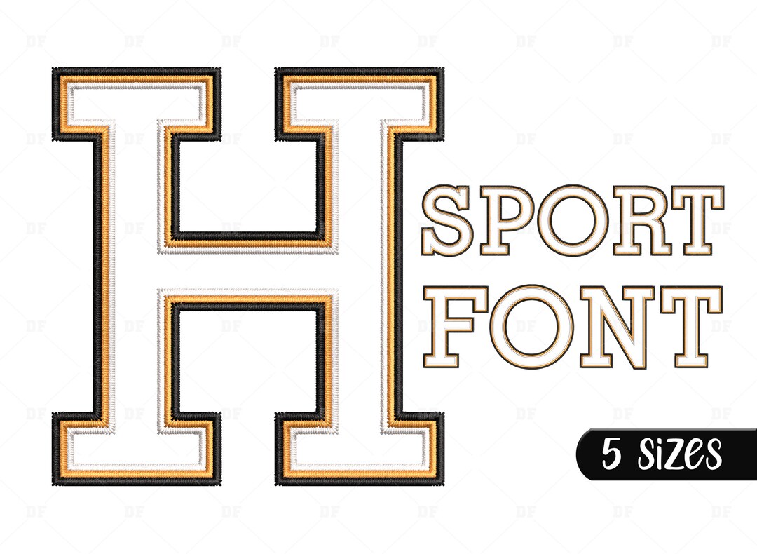 Sport Font Double Out Line Embroidery Design, Sport Font Embroidery ...
