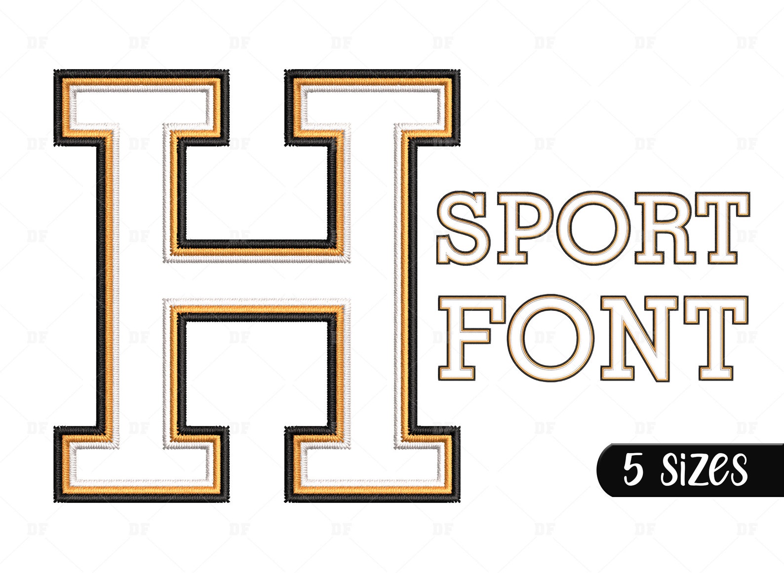 Sport Font Embroidery Design: Double Outline Letters (5 Sizes) - Etsy