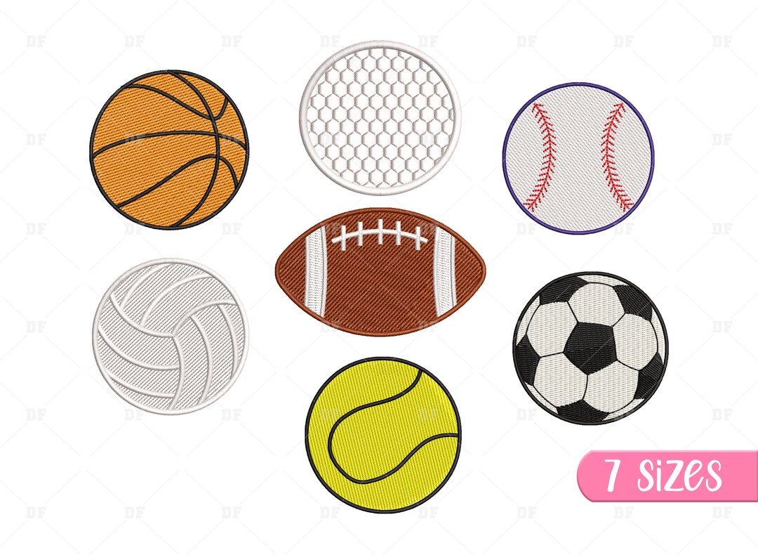 Sports Mini Balls Embroidery Design: Baseball, Football, and More ...