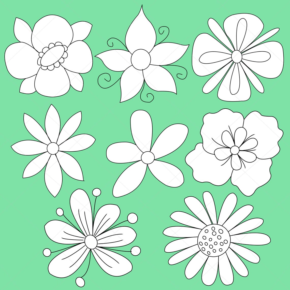 Flower Clipart Bundle 24 Flower Clipart Flower Clip Digital - Etsy