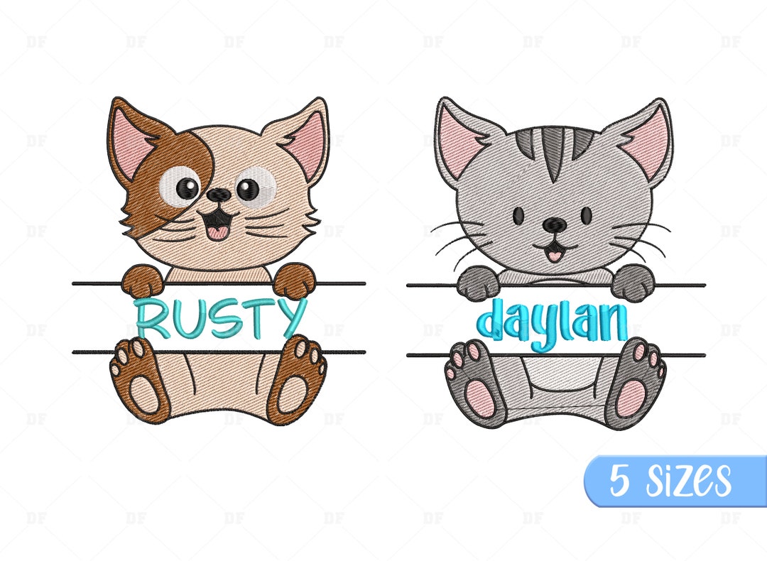 Cat Split Monogram Embroidery Designs, Cat Monogram/name (monogram/name ...