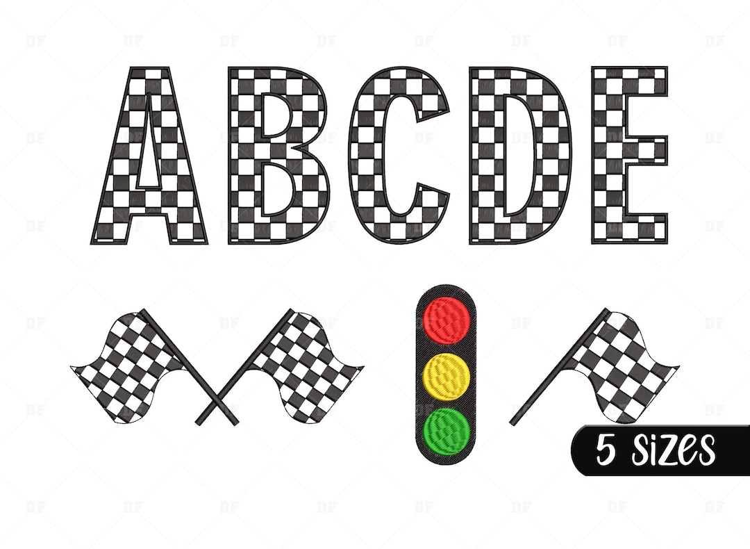 Checkered Racing Font Embroidery Designs: 5 Sizes (digital Files) - Etsy