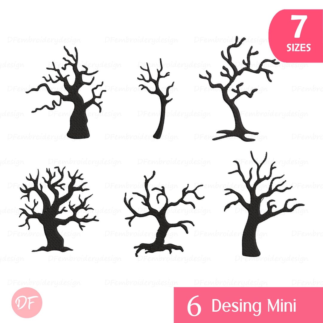 Spooky Trees Halloween Embroidery Design: Haunted Forest, 6 Designs (7 ...