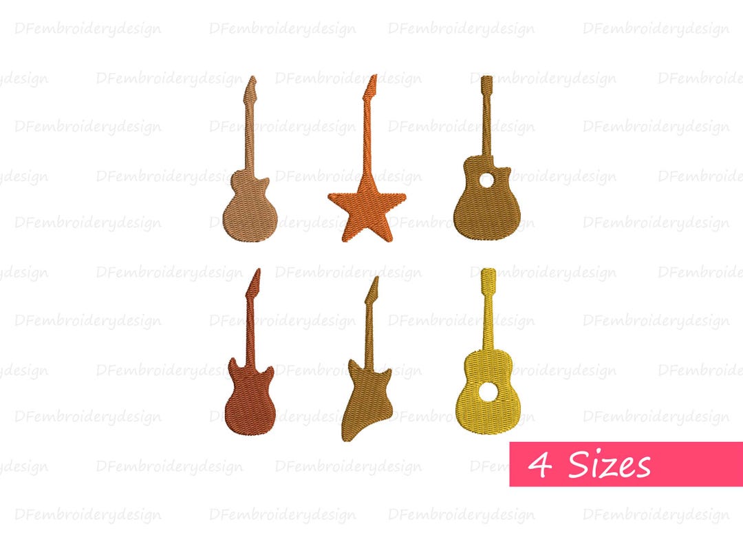 Mini Guitar Embroidery Designs, Guitar Embroidery Designs, Guitar ...