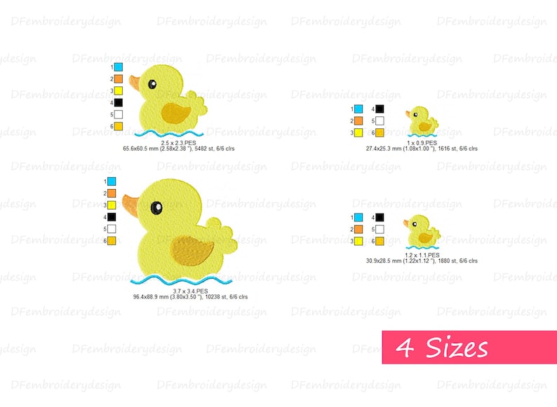 Baby Duck Machine Embroidery Design – Cute Needlework Pattern (4 Sizes ...