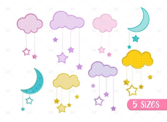 Cloud Embroidery Design Cloud Applique Design Bundle Cloud - Etsy