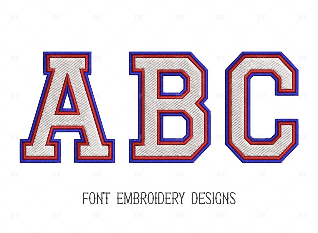 Sport Font Embroidery Design: Double Line Letters (4 Sizes) (digital ...