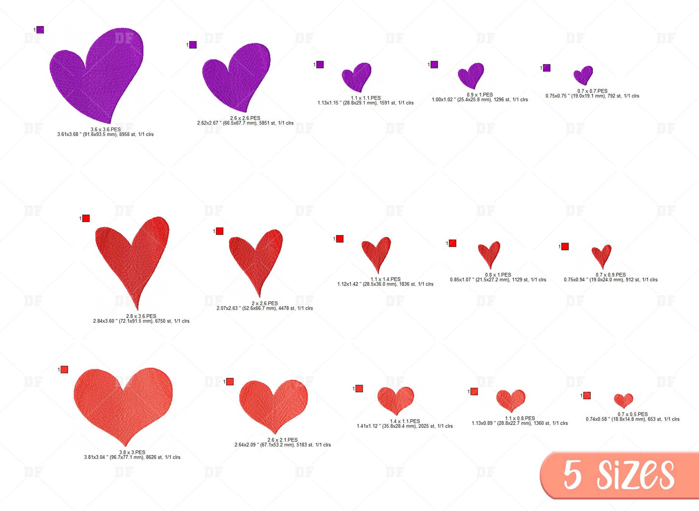 Mini Heart Embroidery Design Heart Embroidery Design Bundle - Etsy