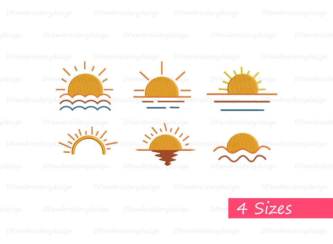 Beach Sunset Embroidery Designs: Nature Landscape Pattern (instant ...