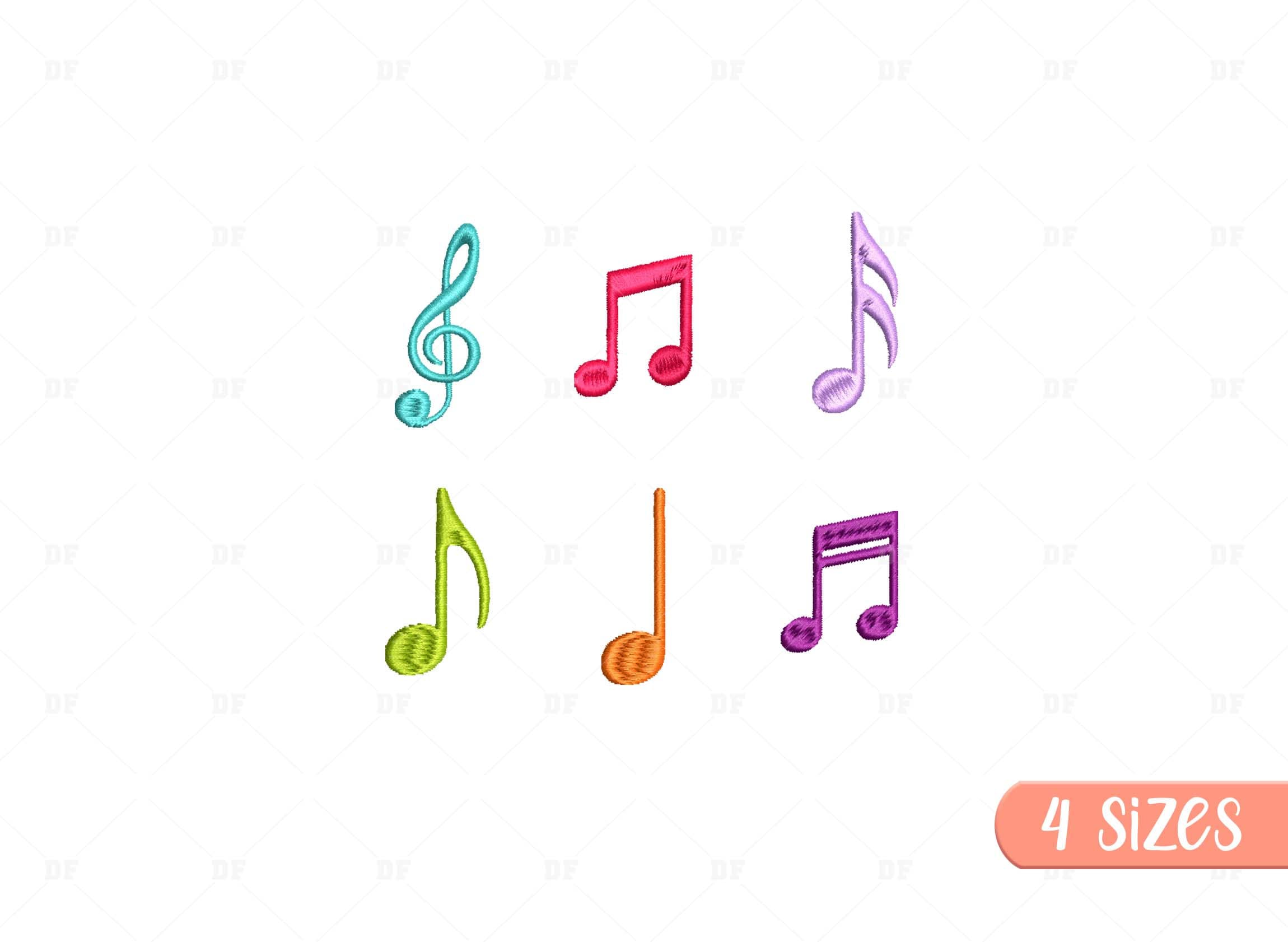Mini Music Notes Embroidery Designs: Song Notes (digital Download) - Etsy