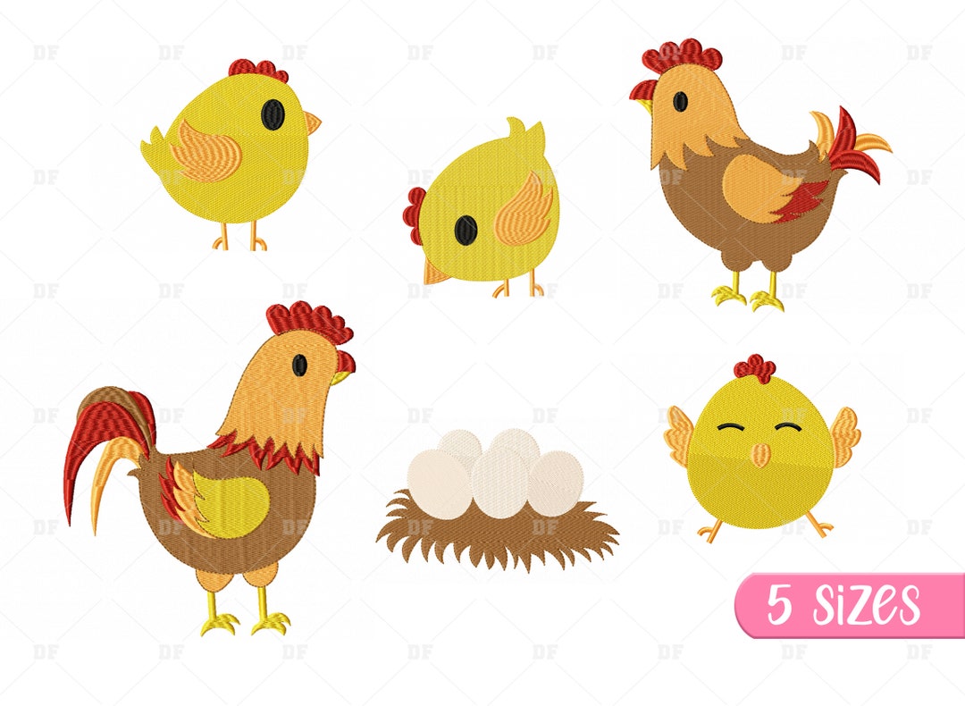 Chicken Embroidery Designs, Farm Embroidery Design, Hen Embroidery ...