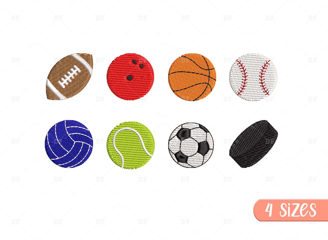 Mini Sport Ball Embroidery Designs: 8 Balls, 4 Sizes (digital Download ...