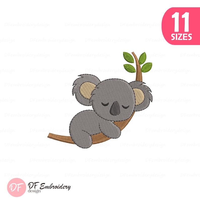 Baby Koala Embroidery Design – Cute Safari Animal Machine Embroidery ...