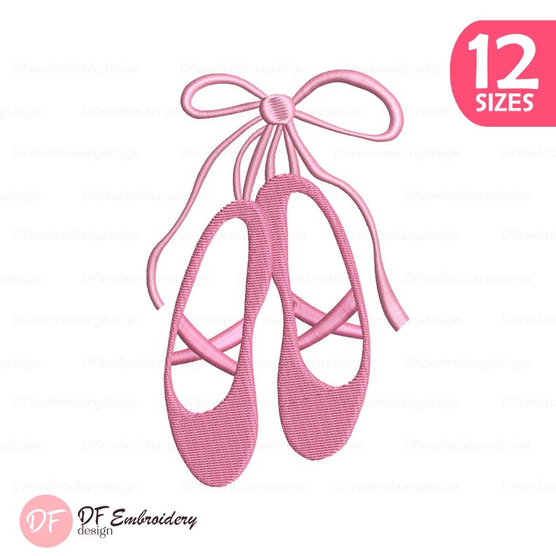 Ballerina Shoes Embroidery Design, Ballet Slippers Machine Embroidery ...