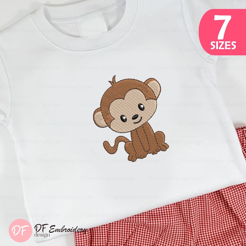 Mini Baby Monkey Embroidery Design – Jungle Safari Applique (7 Sizes ...