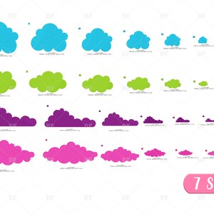 Mini Cloud Embroidery Design, Cloud Embroidery Design Bundle, Mini ...