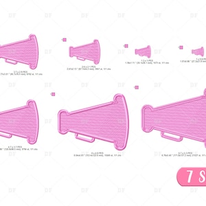 Cheer Megaphone Embroidery Design Bundle: Girl Cheerleader Applique (7 ...