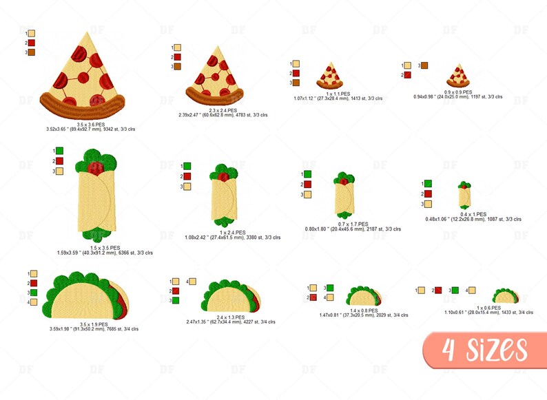 Mini Fast Food Embroidery Designs Fast Food Embroidery - Etsy