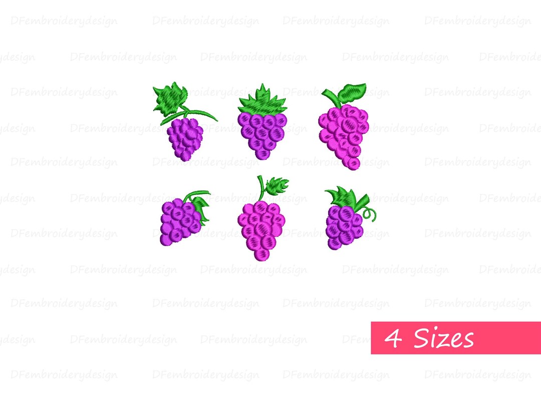 Mini Grape Embroidery Designs: Fruit Machine Embroidery (digital ...