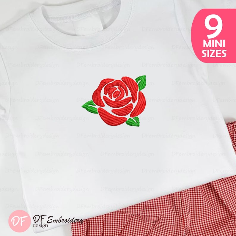 Mini Rose Embroidery Design, 9 Sizes (instant Download) - Etsy