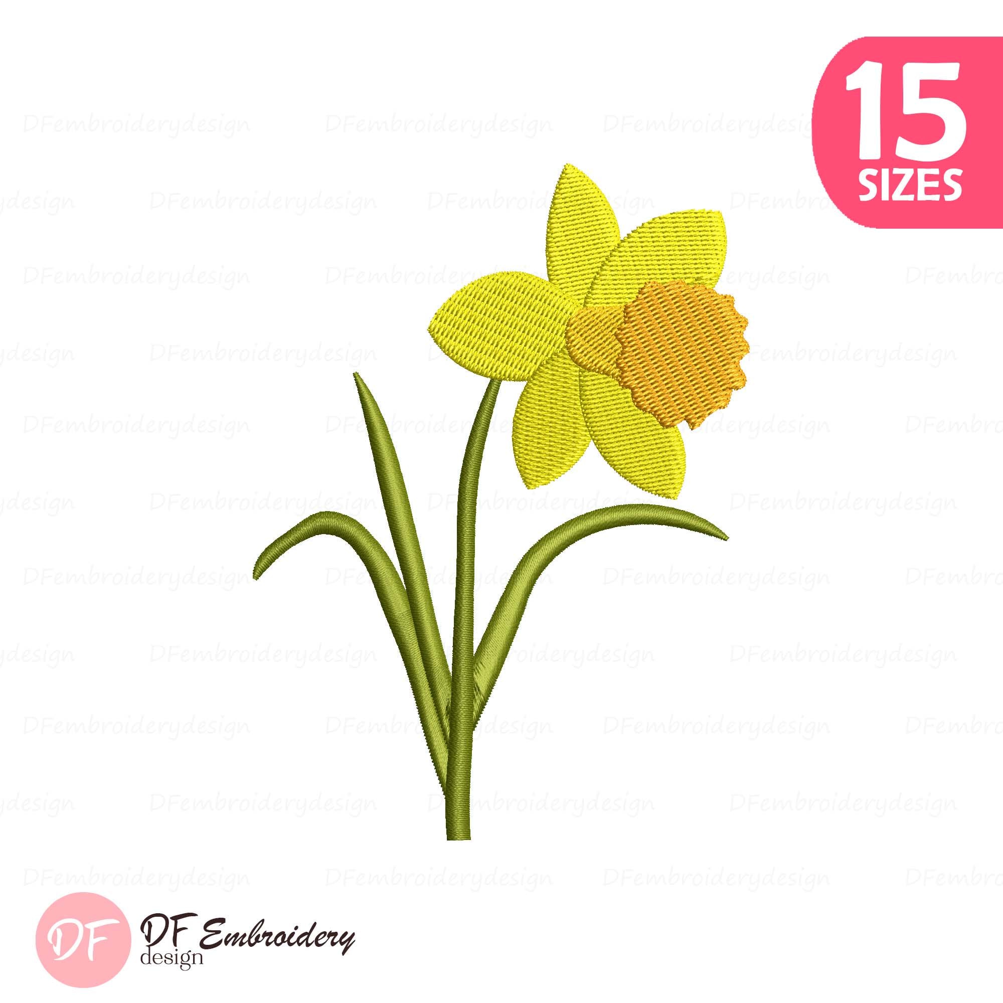 Daffodil Embroidery Design, Spring Flower Machine Embroidery File ...