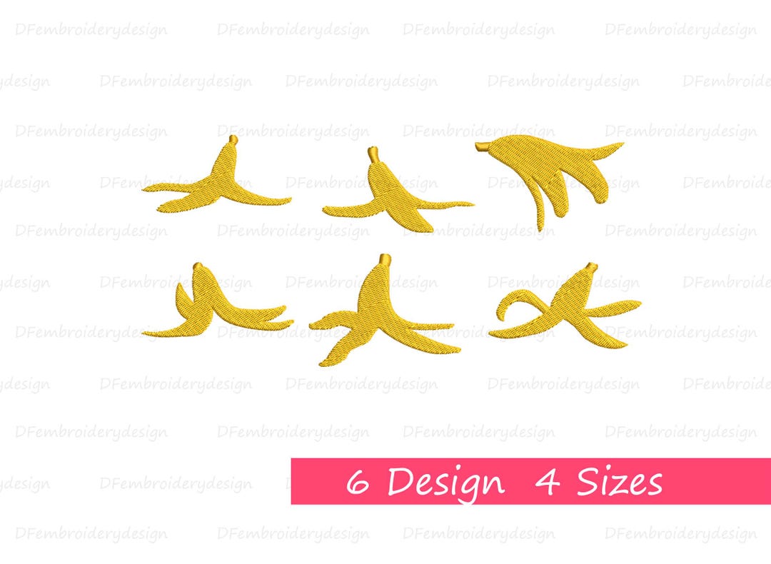Banana Peel Embroidery Design - Fun Slippery Fruit Pattern - Whimsical ...