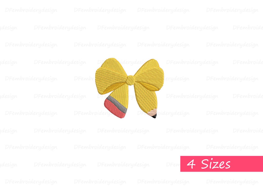 Pencil Bow Embroidery Design - Teacher Gift (instant Download) - Etsy