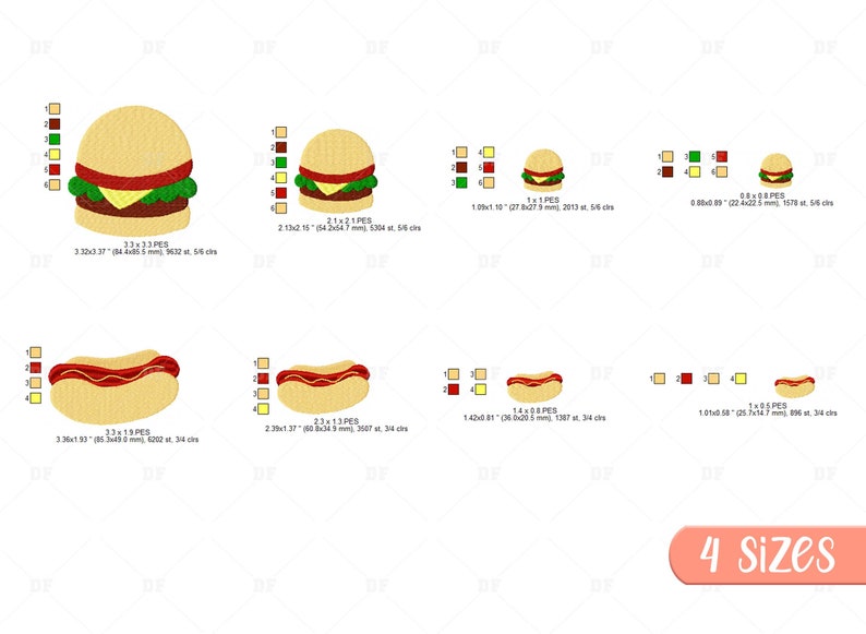 Mini Fast Food Embroidery Designs Fast Food Embroidery - Etsy