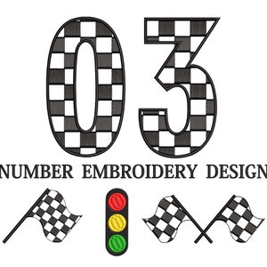 Checkered Numbers Embroidery Designs, Racing Numbers Embroidery, SPORT ...