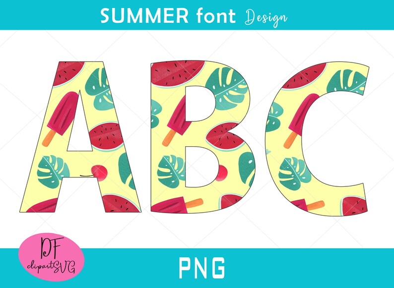 SUMMER FONT Watermelon Summer Watermelon Alphabet Font PNG - Etsy