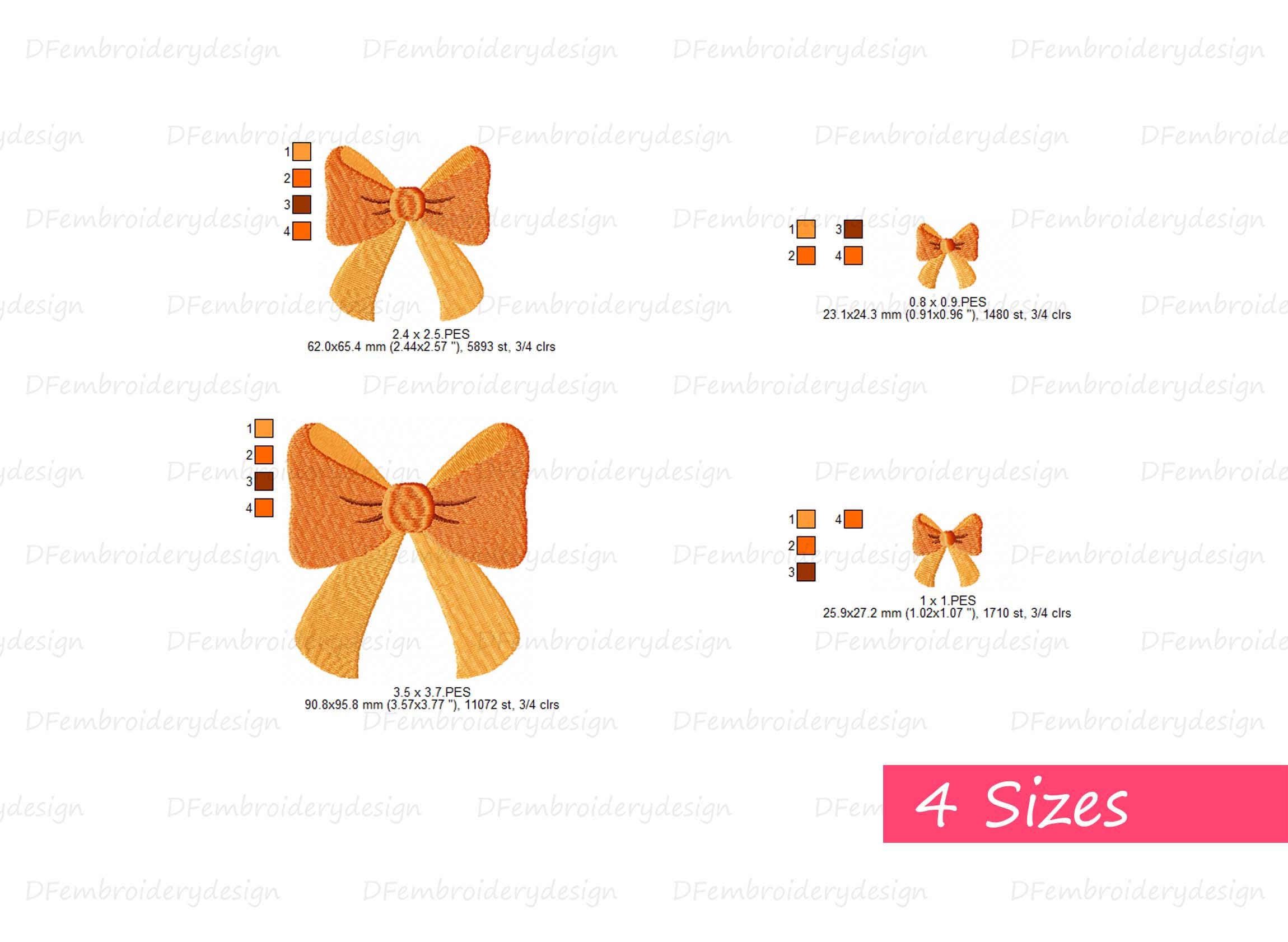Mini Bow Embroidery Design: Coquette Bow, 4 Sizes (digital Download) - Etsy