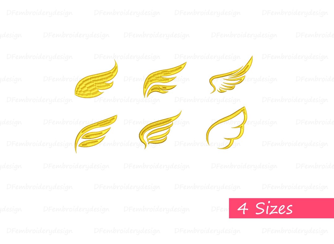Mini Wing Embroidery Designs, Wing Embroidery Design, Angel Wing ...