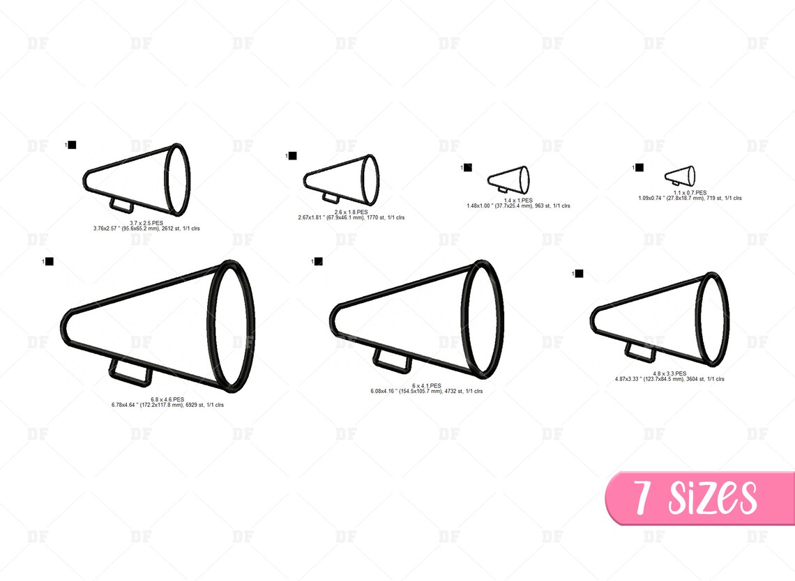 Megaphone Cheerleader Embroidery Design Bundle (digital Download) - Etsy