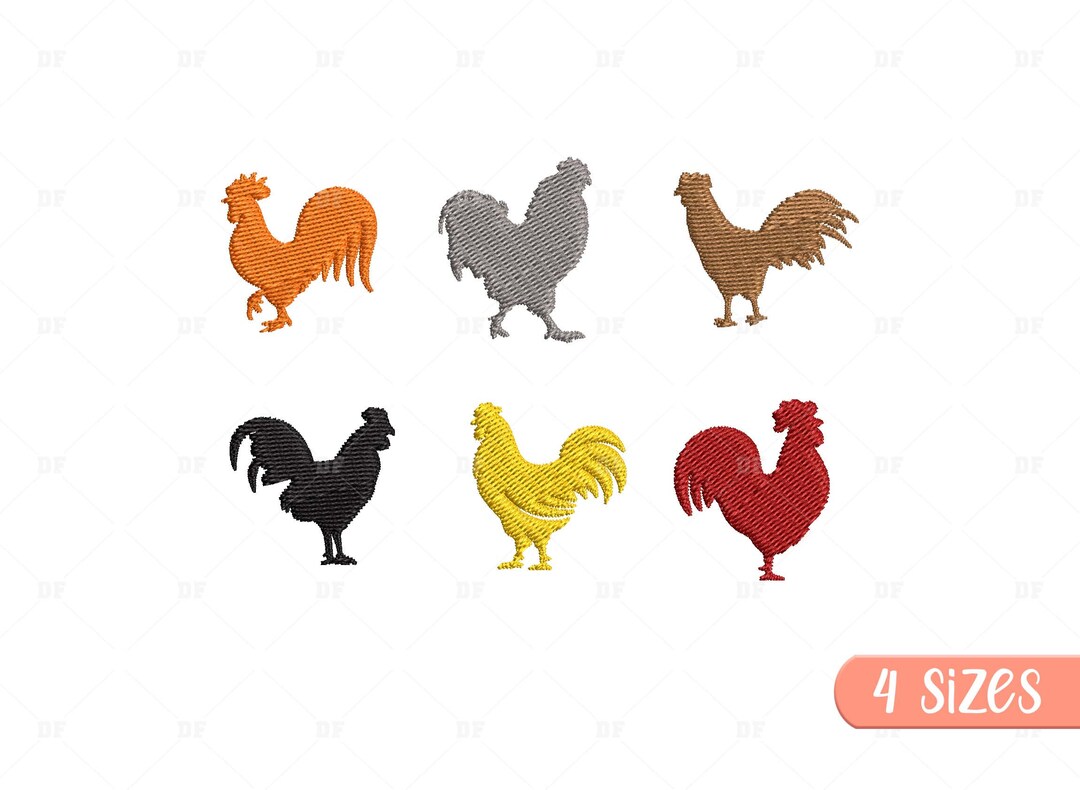 Mini Rooster Embroidery Designs: Farm Animal Set (digital Download) - Etsy