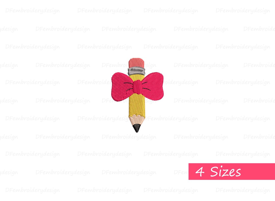 Pencil Bow Back to School Embroidery Design - Teacher Appreciation Gift ...