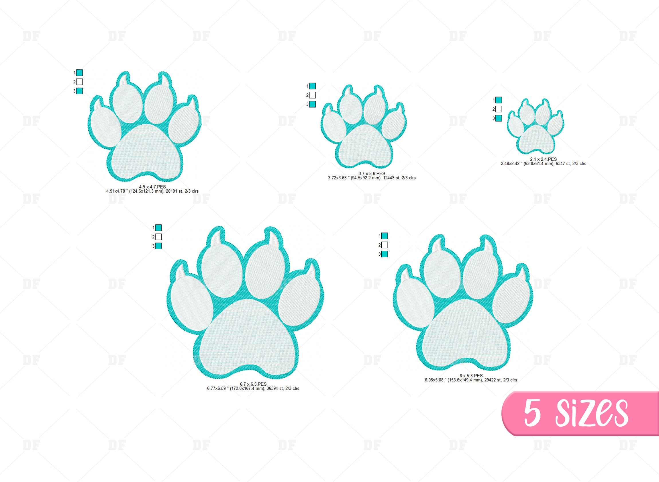 Paw Embroidery Design Paw Embroidery Bundle Dog Paw - Etsy