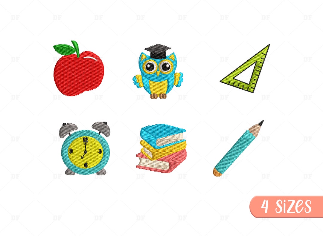 Mini Back to School Embroidery Design, School Minis Machine Embroidery ...