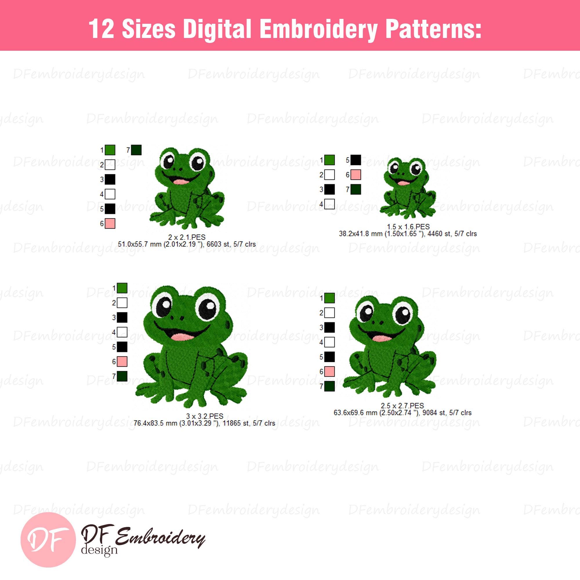 Cute Frog Embroidery Design, Animal Machine Pattern (instant Download ...