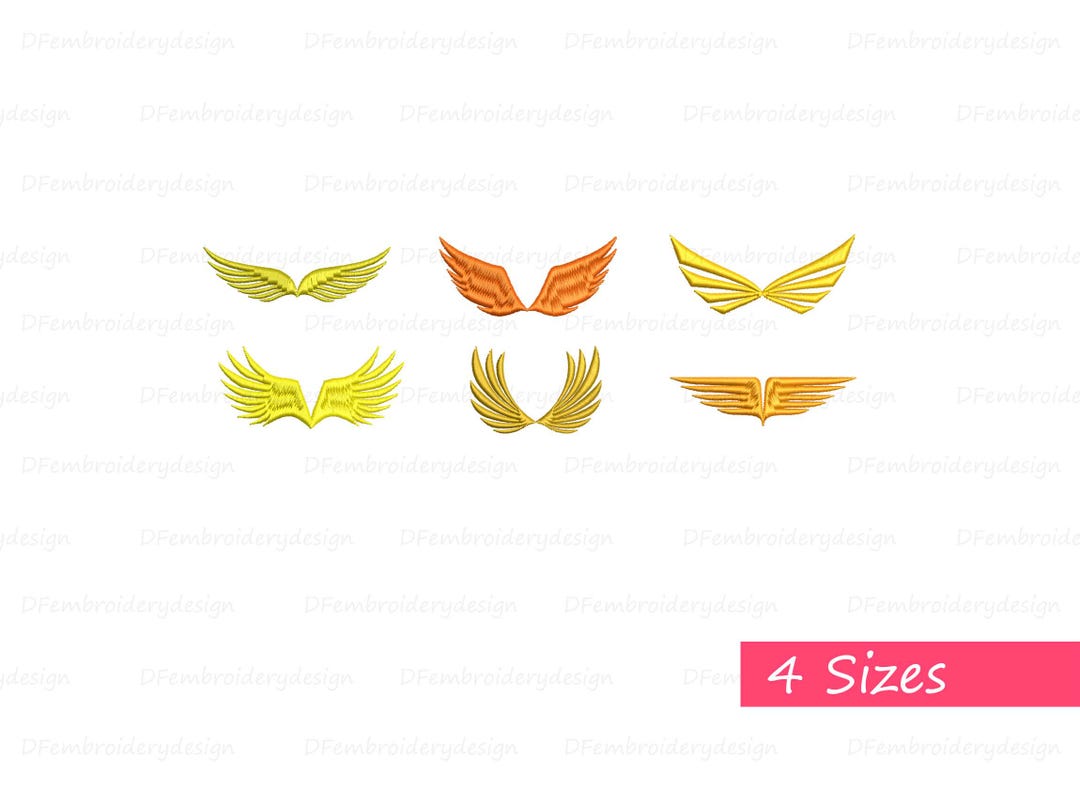 Mini Wing Embroidery Designs, Wing Embroidery Design, Angel Wing ...